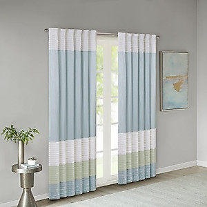 Madison Park Amherst Single Panel Faux Silk Rod Pocket Curtain With Privacy Lining for Living Room, Window Drape for Bedroom and Dorm, 50x84, Green