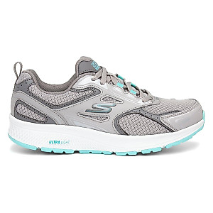 Skechers Women's Go Run Consistent Sneaker, Gray/Turquoise, 8.5 Wide