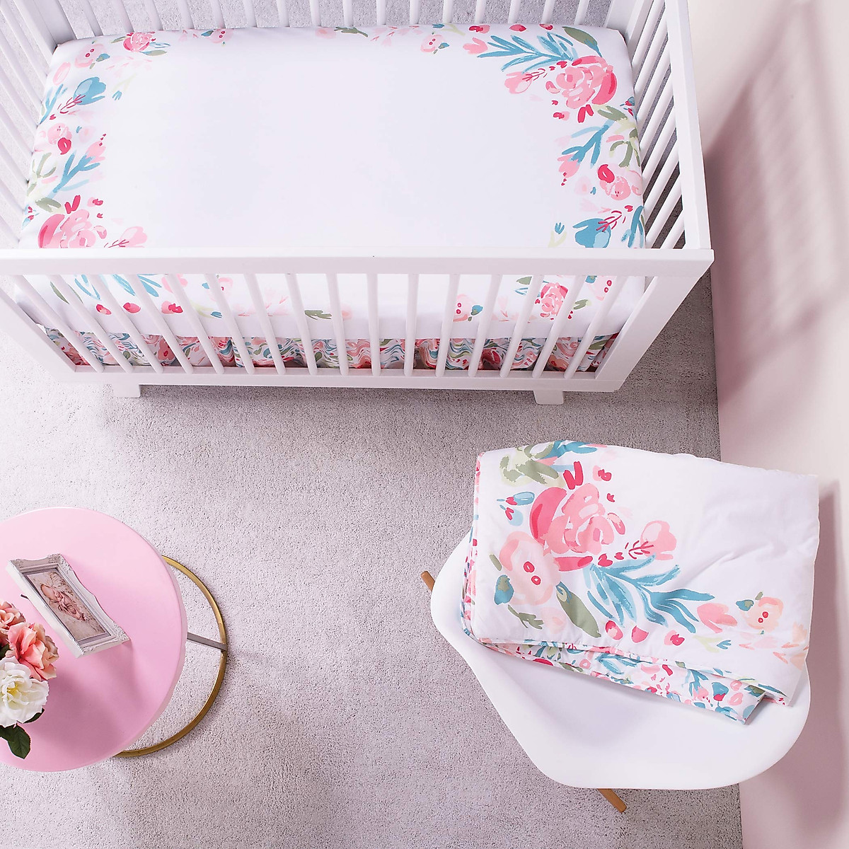 My Tiny Moments Painterly Floral Photo Op Fitted Crib Sheet