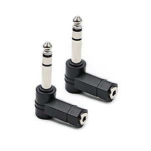 rgzhihuifz 3.5mm 1/8" Stereo Female to 6.35mm 1/4" Male 90° Angle Audio Adapter 2-Pack