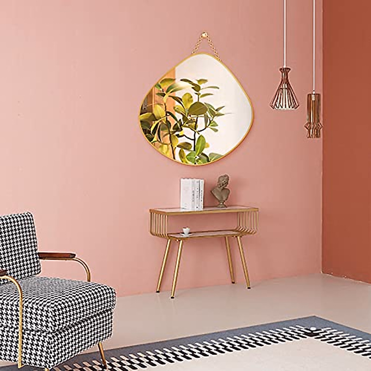 UNZIPE 8 Cube 32 Pairs Shoe Storage Cabinet Bundle with 23x24 inch Gold Asymmetrical Mirror Wall for Entryway Decor