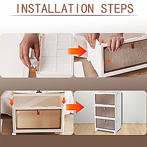 3 Tier Stackable Storage Bins,23QT plastic storage boxes with wheels and lid,closet storage organizer,Suitable for folding storage boxes in offices,dormitories,bedroom, and kitchens(3 -Tiers 69Qt)