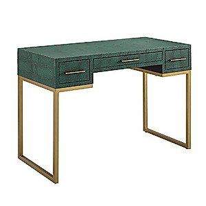 Southern Enterprises Carabelle Desk, Textured Emerald Alligator, Gold