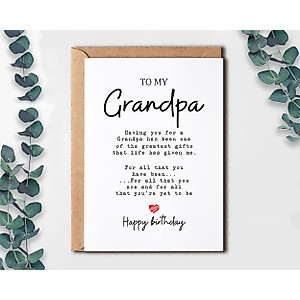 To My Grandpa - Grandpa Birthday Card - Grandpa Is The Greatest Gifts In My Life - Birthday Card For Grandpa - Gift For Grandpa Card- Christmas Gifts For Grandpa