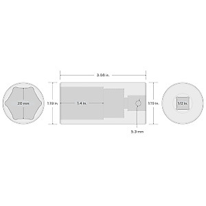 TEKTON 1/2 Inch Drive x 20 mm Deep 6-Point Impact Socket | SID23120