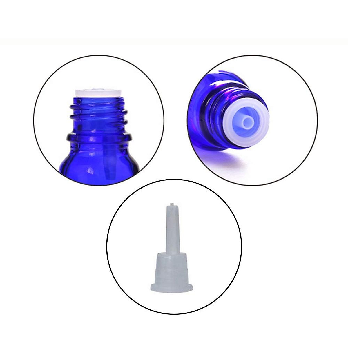 Constore 5ml Cobalt Blue Glass Bottle For Essential Oil Empty Refillable Vials with Euro Dropper Orifice Reducer Liquid Perfume Dispenser Lab Vials Black Coarse Grained Cap-15 Pack