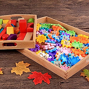 Side Cut Handle Tray Wooden Trays with Handles Wooden Crafting Trays Baby Tray for Serving Organizing DIY Decor and Montessori Activity Wooden Tray