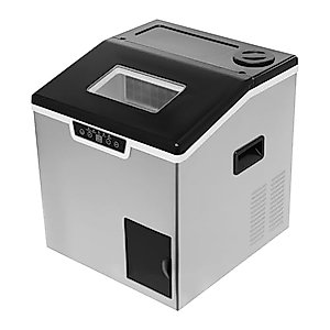 Porkke Square Ice Maker, Ice Crusher, Commercial Ice Maker, 150-180W Desktop Ice Maker, Freestanding Stainless Steel Ice Maker for Milk Tea Shops, Coffee Shops, Offices