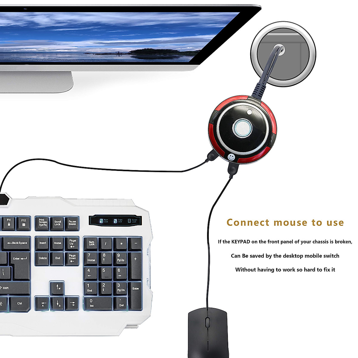 External PC Power Button,Desktop PC Power Button Computer Case Reset Switch External Remote Case Motherboard On/Off Button with Two USB and Audio Ports (160CM)