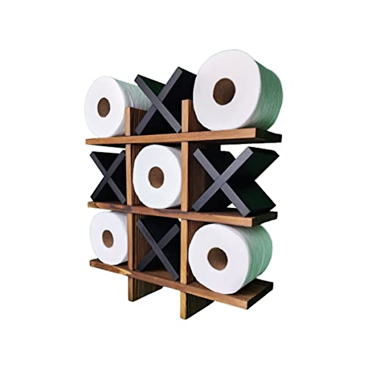 Tic Tac Toe Toilet Paper Holder (Brown with Black X's)
