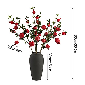 HYLYING 3 Pcs Artificial Pomegranate Branches 33.5 Inch Simulation Pomegranate Bouquet Greenery Plants Pomegranate Berries for Home Garden Wedding Party Decoration