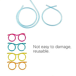 Flexible Soft Silly Straws, 8PCS Drinking Straw Eye Glasses, Silly Straw Glasses drinking Tube for Kids Party, Birthday, Fun Party