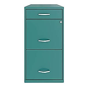 Hirsh Industries Space Solutions 18in Deep 3 Drawer Metal Organizer File Cabinet Teal, Letter Size, Fully Assembled