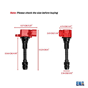 ENA Set of 6 Red Ignition Coil Pack and 6 Iridium Spark Plug Compatible with Infiniti Nissan FX35 G35 I35 M35 QX4 350Z Altima Maxima Murano NV2500 NV3500 Pathfinder Quest Xterra V6 Replace# UF349 4505