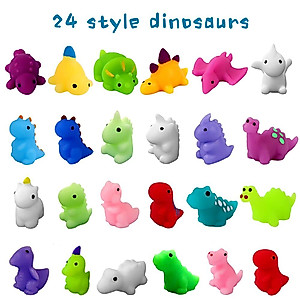 JOICEE 24pcs Dinosaur Squishy Toy Prefilled Easter Eggs, Kawaii Mochi Squishies Stress Relief Toys Filled Plastic Easter Eggs for Easter Basket Stuffers Party Favor Egg Hunt for Kids