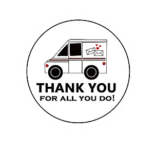 Top label Thank You Postal Worker Stickers,Postal Appreciation Themed Stickers for Package Sealing,2 Inch 500 Pcs