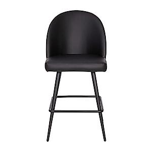 Flash Furniture Lyla Commercial Grade Modern Armless Counter Stools-Black LeatherSoft Upholstery-26" Barstool-Contoured Backrest-Steel Frame & Footrest-Set of 2