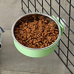 FUUIE Bowls for Food and Water Pet Bowl/Pet Universal/Stainless Steel/Green Blue/Overturn-Proof Hanging Pet Bowl (Color : A)