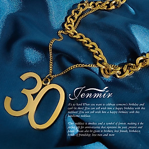30th birthday gifts for him men - with pendant necklace - 30th birthday decorations for men, 30th anniversary, birthday gift ideas for him, son, husband, friend. The number 30 fashion jewelry