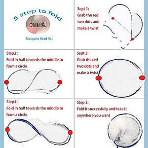 CMINGJ Portable Mosquito Head Net Foldable Pop-Up Travel Mosquito Net for Bed Free Installation-Large Size Suitable for Bedroom, Camping, nap (Large)