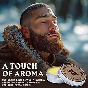 Striking Viking Beard Balm for Men - Leave-in Beard Conditioner & Styling Butter with Natural Argan & Jojoba Oils - Strengthens & Softens - Sandalwood, 2 Ounce (Pack of 1)