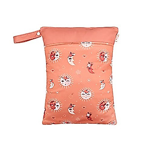 MOMIGO 4 pcs/set Wet Dry Bags for Baby Cloth Diapers - Reusable, Washable for Stroller, Diapers, Travel Bags, Gym Bag (Pink)