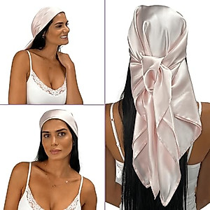 100% Pure Mulberry Silk Head Scarf | Women's Hair Wrap for Sleeping at Night | Maintains Style, Reduces Frizz, Aids Growth - Pink