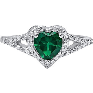Dazzlingrock Collection 6mm Heart Lab Created Gemstone & White Diamond Engagement Ring in 925 Sterling Silver