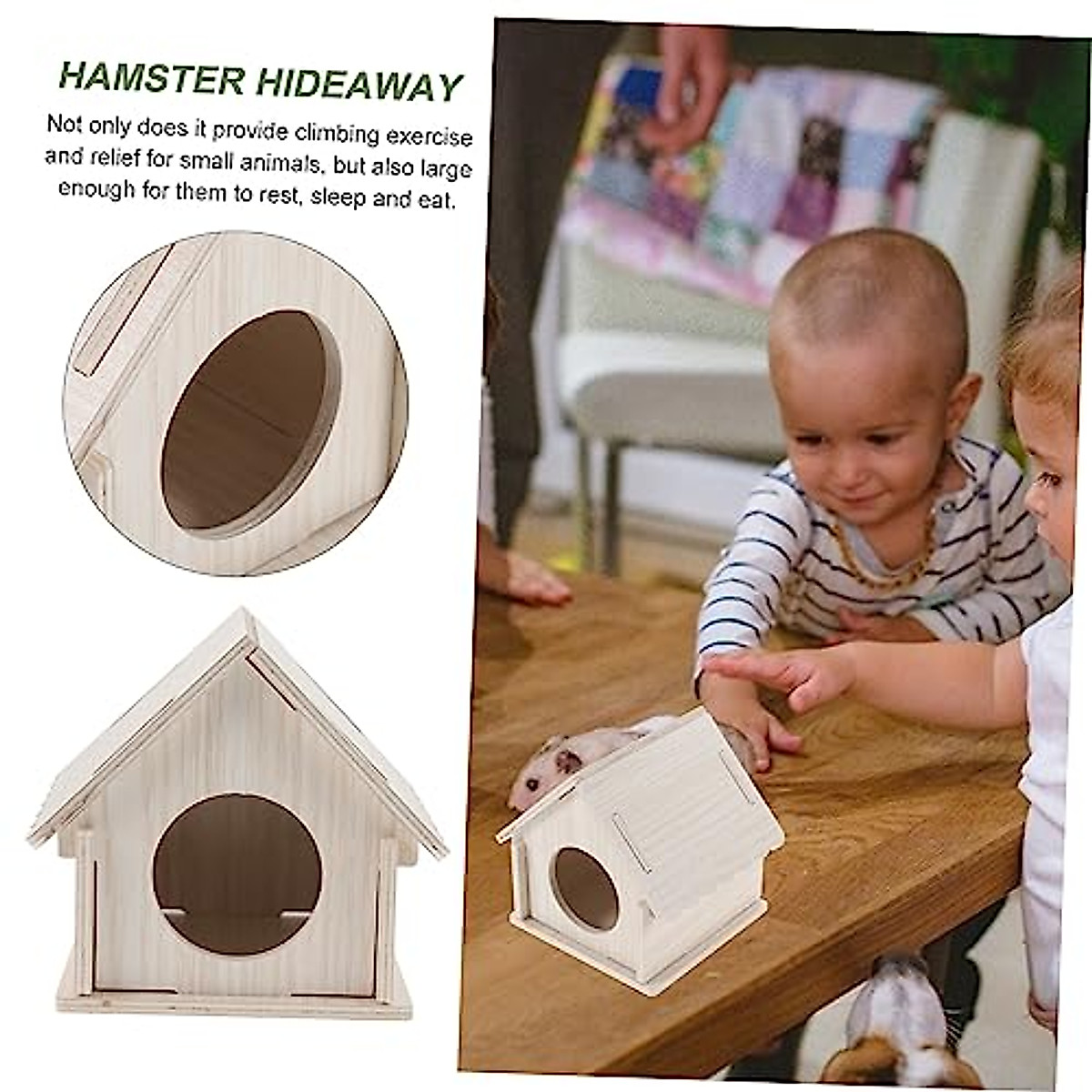 Balacoo 2pcs Wooden pet House Wooden Toys Hamster Toy Wooden House Hamster Accessories Chinchilla Hamster nest Small pet Small Animals Wooden cage Seesaw The Swing Multi-Layer Small House