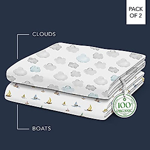 Sweave Organic Crib Sheets (2-Pack) - Breathable Double-Elastic Fitted Crib Sheet, Extra Protection for Your Baby, 100% GOTS Certified Organic Cotton, Secure & Snug Fit, Crib Sheets Neutral (28"x52")
