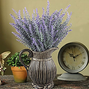 GTIDEA 4pcs Artificial Flowers Flocked Plastic Lavender Bundle Fake Plants Wedding Bridle Bouquet Indoor Outdoor Home Kitchen Office Table Centerpieces Arrangements Christmas Decor