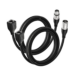 EBXYA 3 Pin XLR to RJ45 Cable Set - RJ45 to (1) Male & (1) Female XLR DMX Cable, XLR Audio Cable for Stage and Recording Studio 1 Pair (1m/3ft)