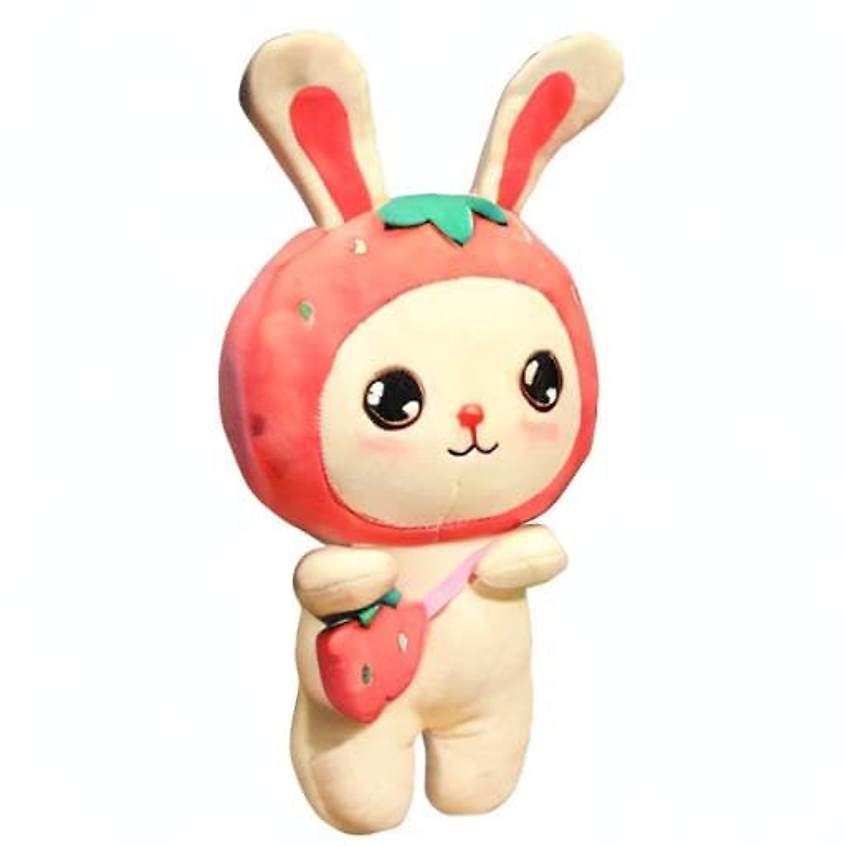 Bunny Plush Cute Strawberry Bunny Stuffed Animal 12inch,Pink Bunny Pillow,Strawberry Rabbit with Backpack,Soft Bunny Doll for Boys and Girls
