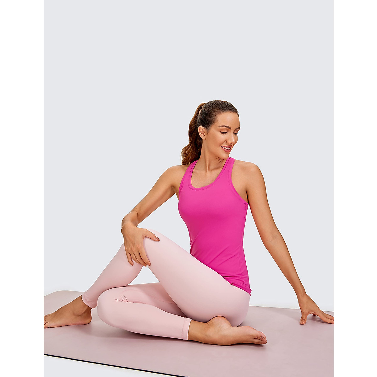 CRZ YOGA Women's Butterluxe Yoga Workout Tank Tops Racerback Sleeveless Camisole Athletic Gym Shirts Hibiscus Purple Small