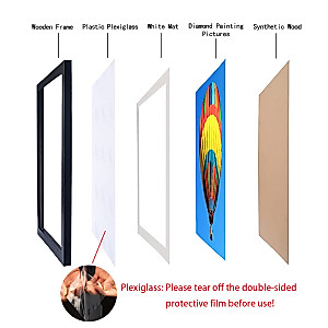 ZZFQXZ 16x16 Diamond Painting Picture Frame 40x40cm Diamond Art Frames, Display Pictures16x16inch/40x40cm Without Mat or 14x14inch/35x35cm With Mat, Diamond Painting Photo Frame Wood Black (ZK006)