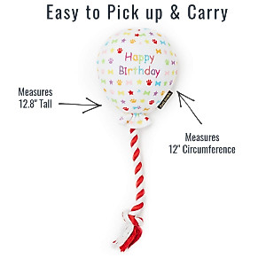 Pet London Birthday Balloon Dog Toy - Celebrate Your Dog's Happy Birthday - Plush colourful Rainbow Confetti Pattern Dog Party Gift-Perfect Pup Special Day Present-UK Designer Brand-BDAY or Adoption