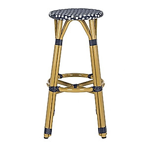 Safavieh PAT4018A Collection Kelsey Navy and White Indoor/Outdoor Bar Stool