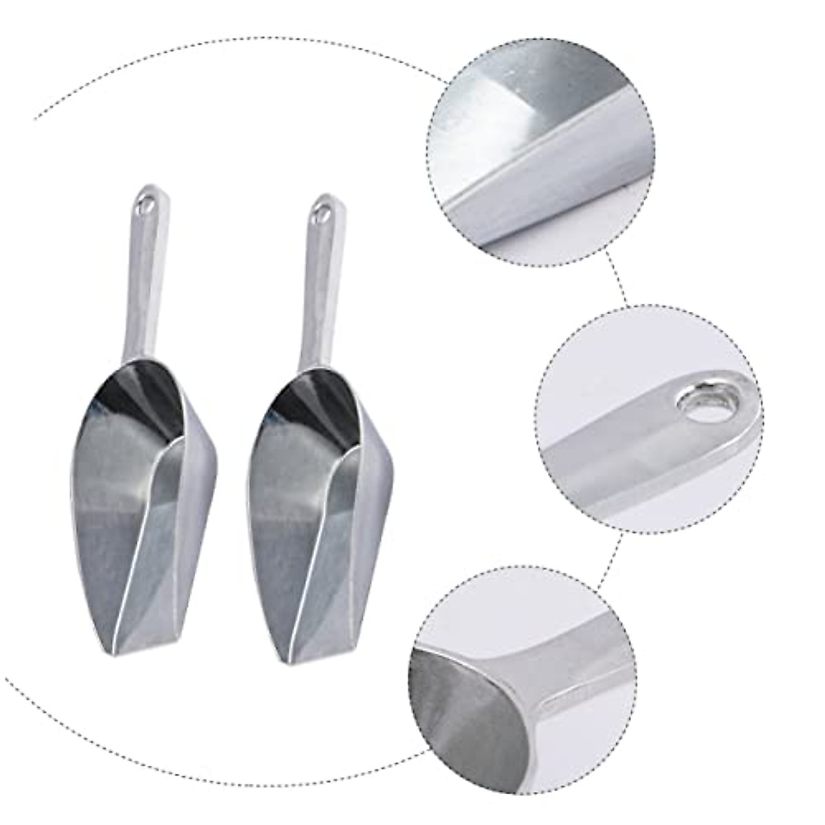 Zerodeko 2pcs Ice Scoop Condiments Scoop Metal Food Scoop Kitchen Scoops Pooper Scooper Metal Ice Cube Candy Stainless Steel Ice Scoop Professional Bar Scoop Professional Ice Scoop Silver