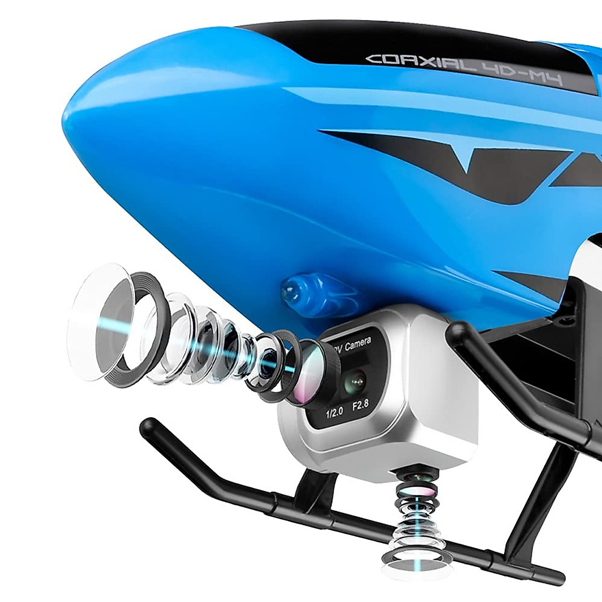 Nsddm 72cm Large Remote Control Helicopter with Camera Alloy Fall Resistant RC Airplane 2.4Ghz Electric Rc Aircraft for Beginners Kids Adults Toy Gifts RTF (Color : Blue)