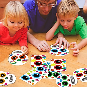 chiazllta 30 Pcs Sugar Skull Craft Kits Kids DIY Day of The Dead Craft, Kindergarten Art Craft Make Your Own Mexican Skull Set for Home Class Game Activities Preschoolers