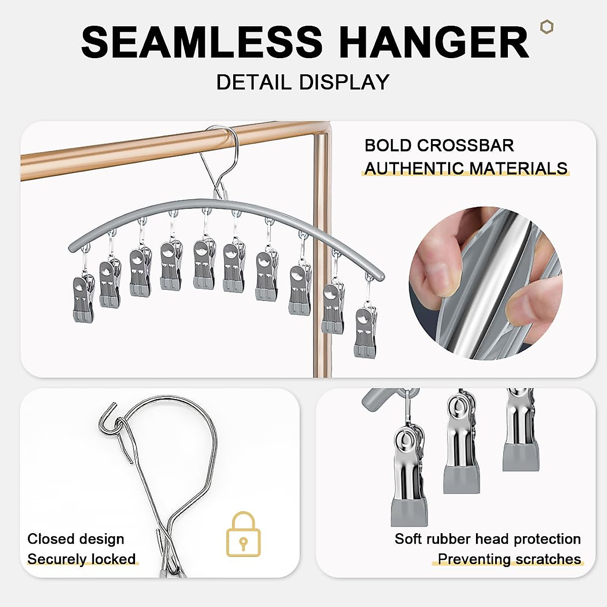 ZURLEFY Closet Systems Organizers and Storage for Small Closets, 20 Clips Room Jeans Organization for Closet, Portable Closets for Hanging Clothes (26-06)