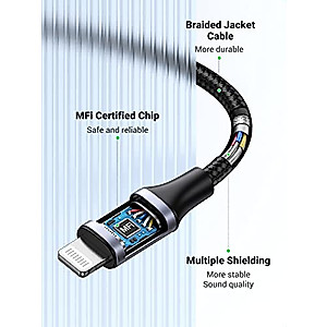 UGREEN 6FT 3.5mm Audio Cable Braided 4-Pole Aux Cord Bundle with Lightning to 3.5mm Adapter Apple MFi Certified Headphone Adapter for iPhone