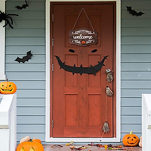 Jetec Welcome Door Sign Christmas Decor Fall Sign Seasonal Front Door Rustic Wood Welcome Sign Wall Hanging Porch Easter Interchangeable 14 x 9 Inch