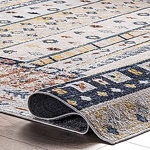 nuLOOM Shannon Machine Washable Geometric Tribal Area Rug, 4' x 6', Beige