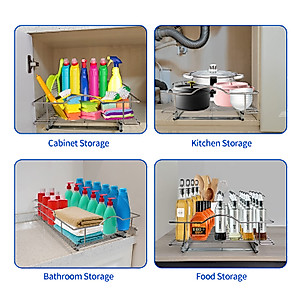 GF-LaLan (11"x18") Pull Out Cabinet Organizer, Heavy Duty Slide Out Kitchen Cabinet Storage Shelves, Roll Extendable Sliding Drawer - 11"W x 18"D- Requires At Least 12" Cabinet Opening, Chrome Finish