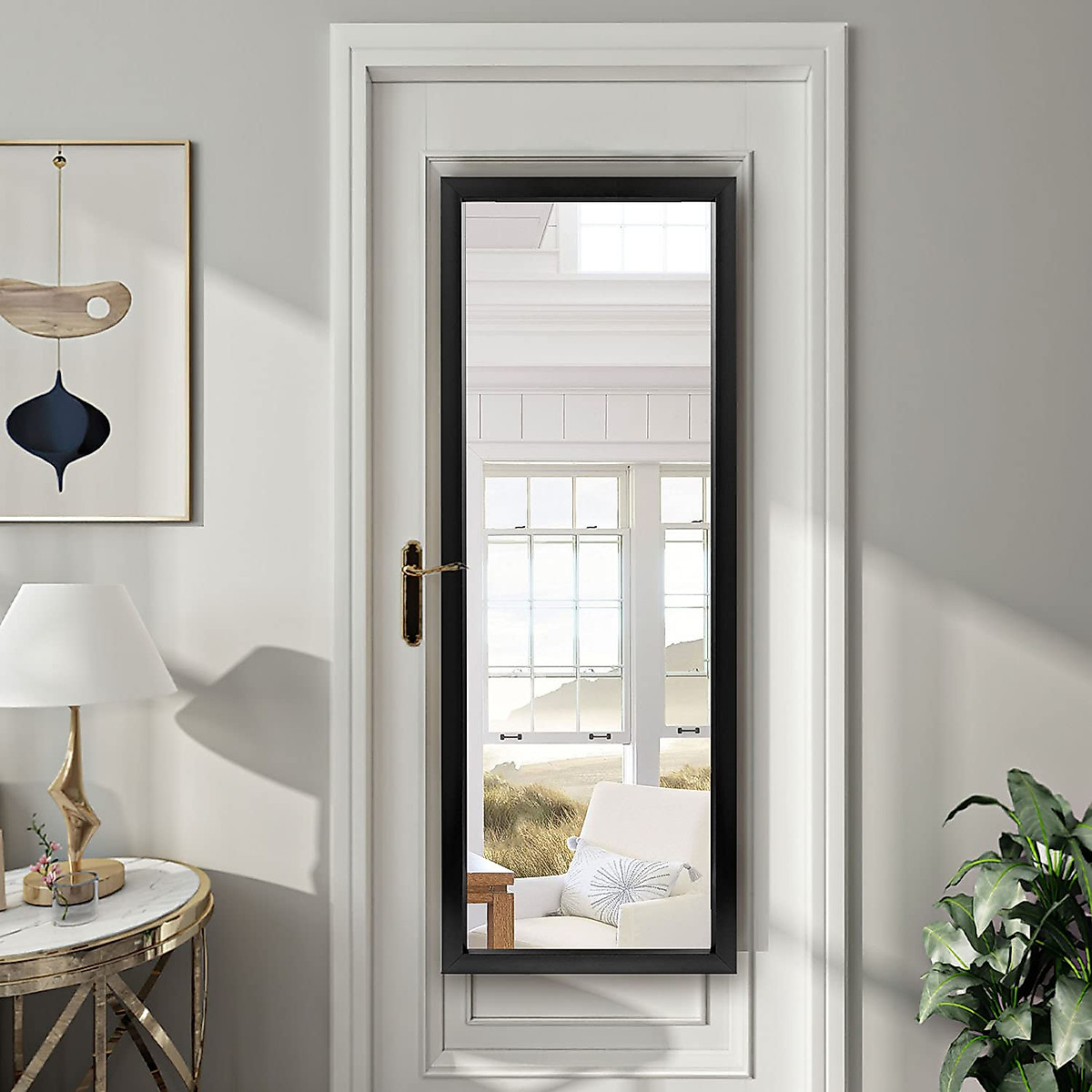 NeuType 43"x16" Full Length Mirror Body Mirror Full Length Wall Mirror Hanging Mirror Floor Mirror Bathroom Mirror Black Mirror Large Mirror Wall-Mounted Mirrors Polystyrene Frame(No Stand)