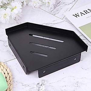 Hemoton Metal Shelves Bathroom Corner Shelf Stainless Steel Wall Mounted Shower Caddy Shelf Organizer Punch Free Kitchen Storage Shelf for Bathroom Washroom Kitchen Black Black Corner Shelf