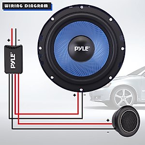 Pyle Two-Way Component Speaker System - One Pair 6.5" Two-Way Component Kit, Non-Fatiguing Butyl Rubber Surround, 360 Watts w/ 4 Ohm Impedance and 1" High-Temperature ASV Voice Coil - PL650CBL