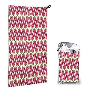 niBBuns Watermelon Print,Quick Dry Towel for Travel,Watermelons Slice in Watercolors,Camping Microfiber Towel Fast Drying and Lightweight Design for Hiking,Camping,Gym,Pink White,Vertical Pattern