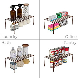 Smart Design Classic Storage Shelf – Large (8.5 x 16 in.), Bronze – Sturdy Steel Pantry Organizer with Rust-Resistant Finish and Non-Slip Feet for Easy Home Organization and Storage